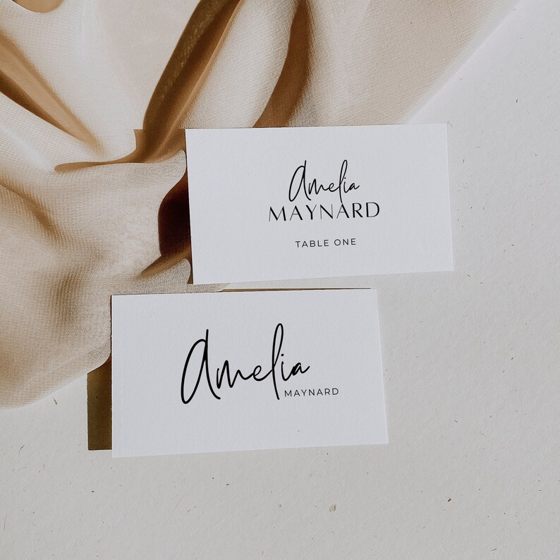 Minimalist Place Card, Modern Table Card, Name Place Cards, Editable ...