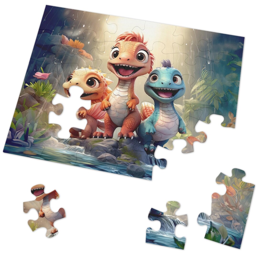 Jurassic Jr Jigsaw Puzzle (30-piece), Child, Adult, Family, Dinosaur ...