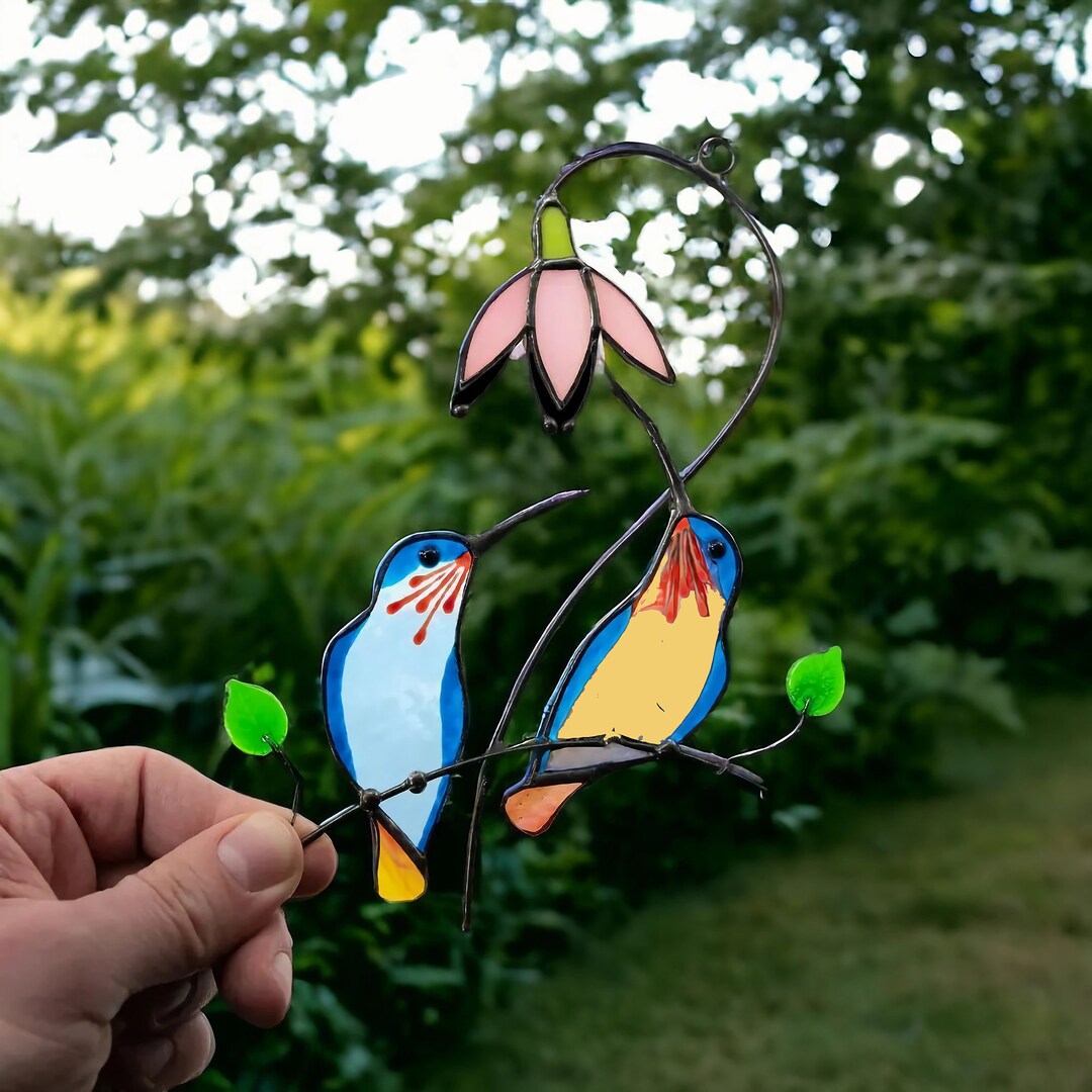 Stained Glass Hummingbirds Custom Stained Glass Bird Suncatcher ...