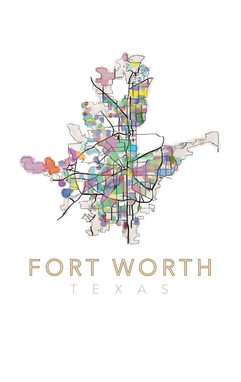 Fort Worth's Neighborhoods Map - FW Texas - Etsy