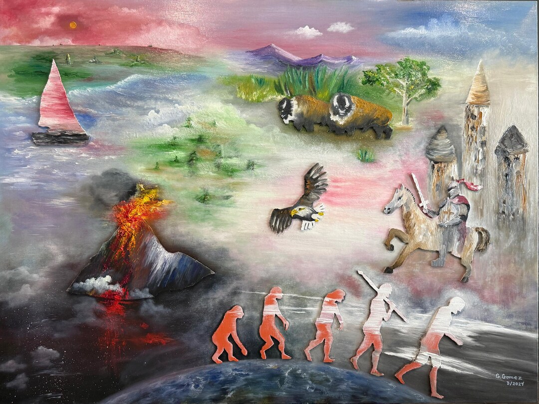 36"x48", Mixed-media, Mural-based Painting, Titled "the Walk of Life ...