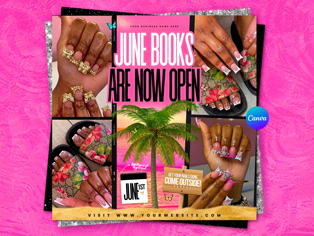 June Booking Flyer, June Nail Flyer, June Booking Nail Hair Braid ...
