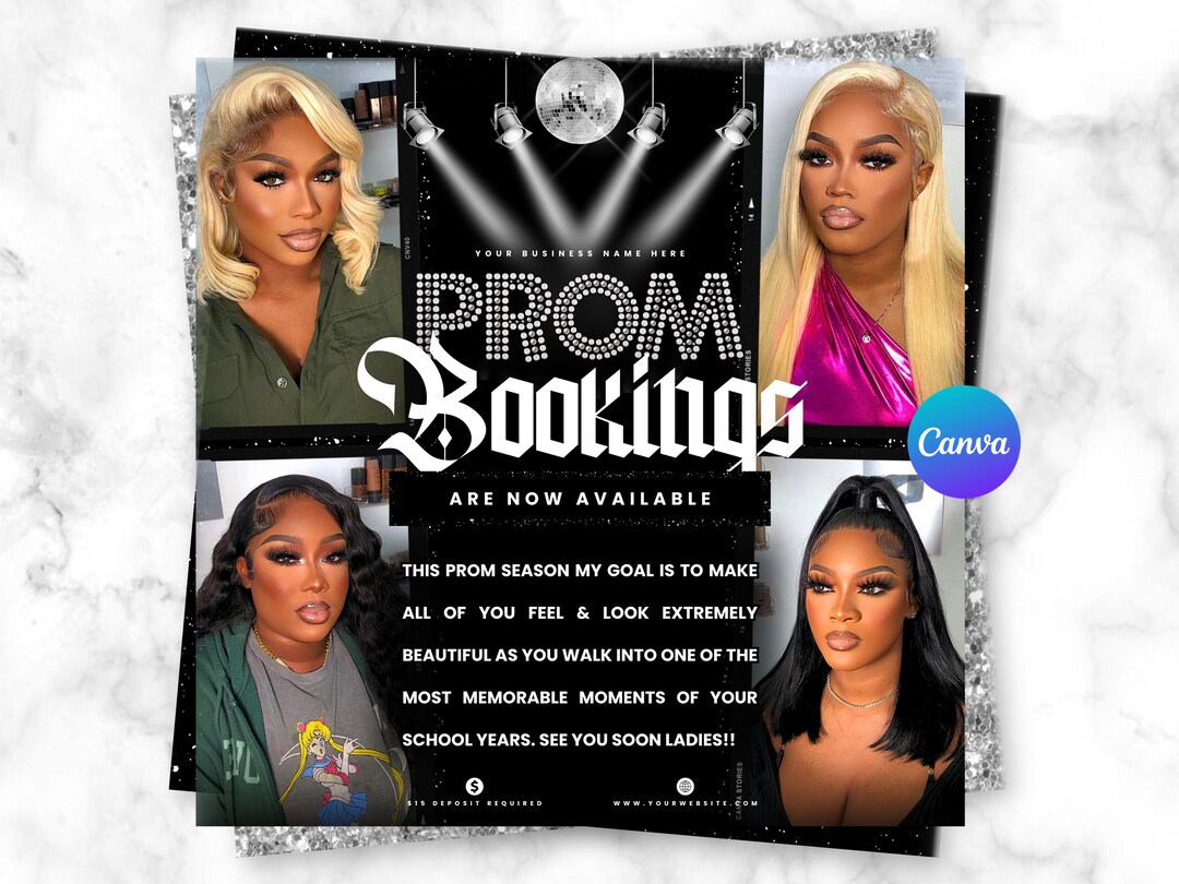 Prom Flyer, Prom Booking Flyer, Prom Hairstylist Nails Lashes Makeup ...
