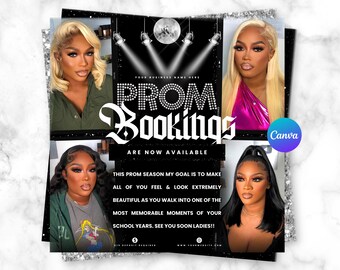 Prom Flyer, Prom Booking Flyer, Prom Hairstylist Nails Lashes Makeup ...