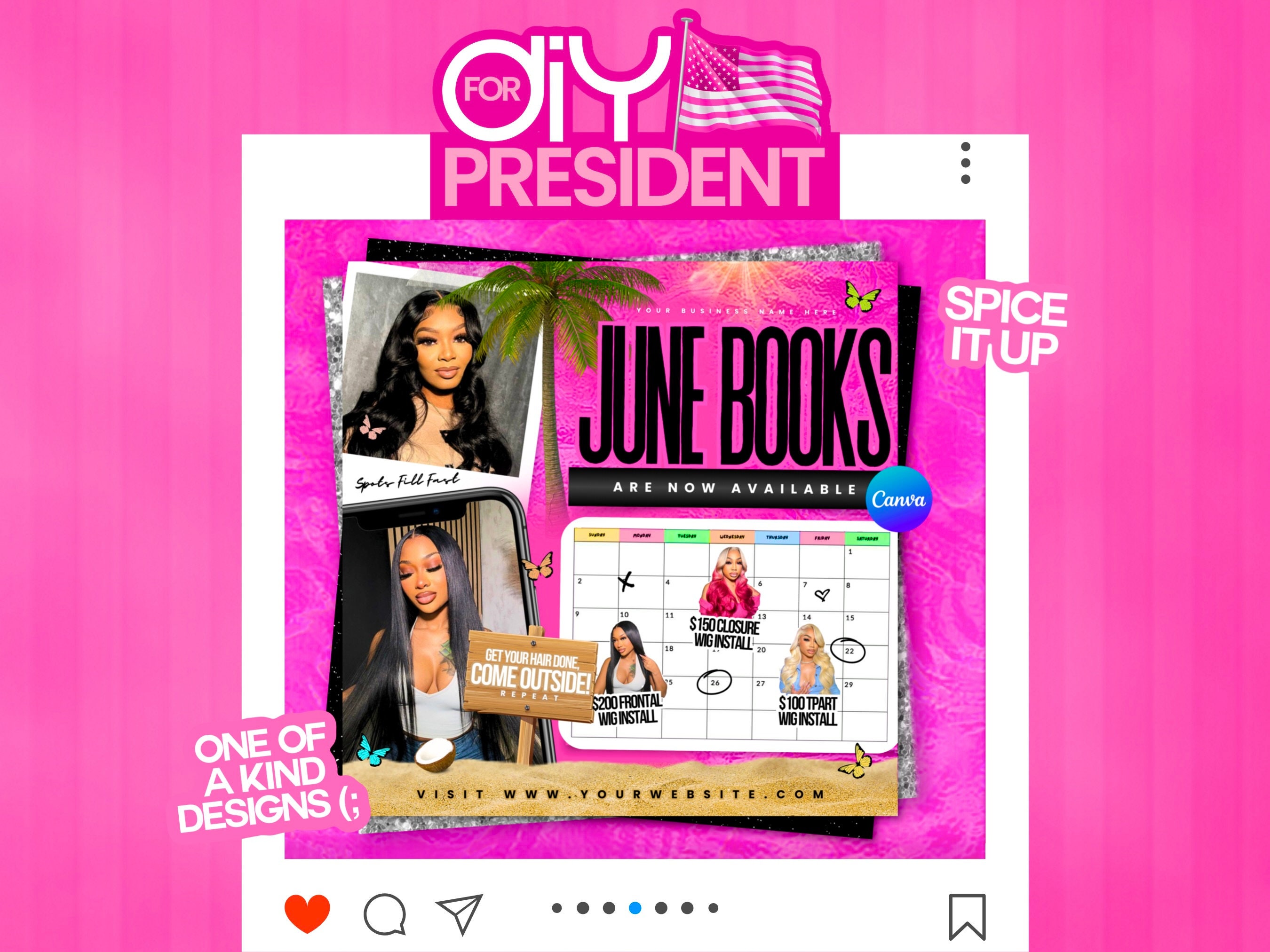 June Booking Flyer, June Bookings Hair Braid Makeup MUA Lash Locs Wig ...