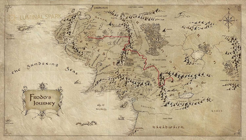 Map of Frodo's Journey Across Middle Earth - Etsy