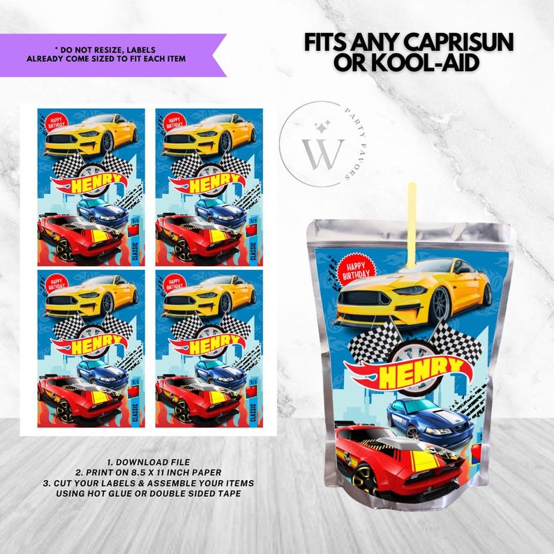 Personalized Hot Wheels, Race Car Chipbags, Caprisuns & Waterbottle ...