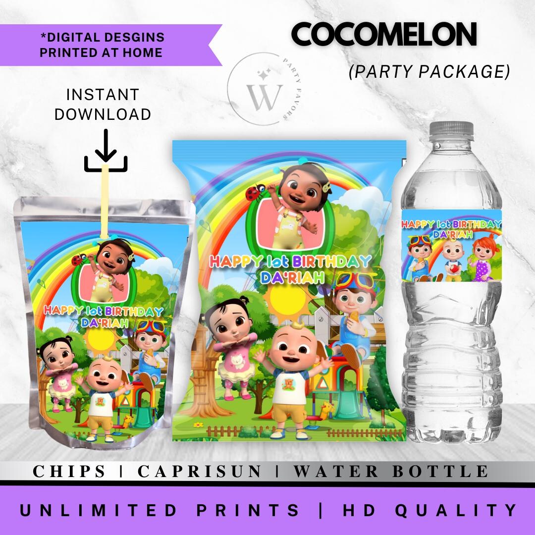 Personalized Cocomelon Melon Kid , JJ, Chipbags, Caprisuns ...