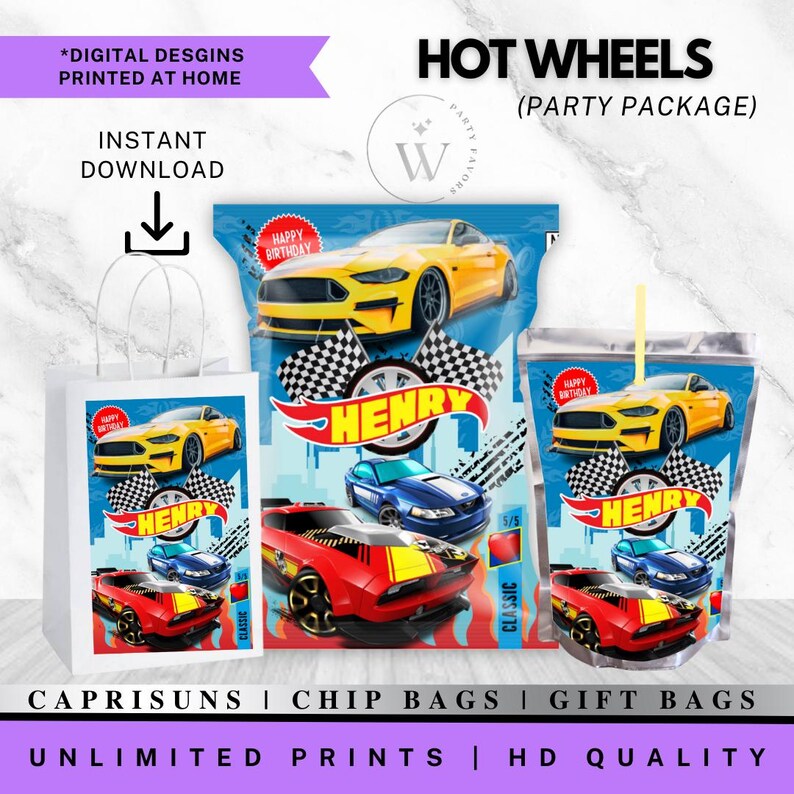 Personalized Hot Wheels, Race Car Chipbags, Caprisuns & Waterbottle ...