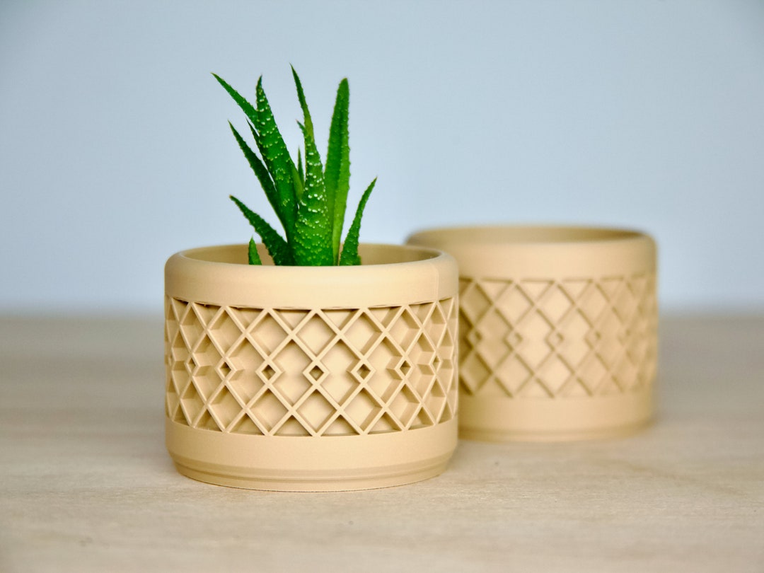 Aztec Diamond Plant Pot - Mid-century Lightweight Succulent Planter ...