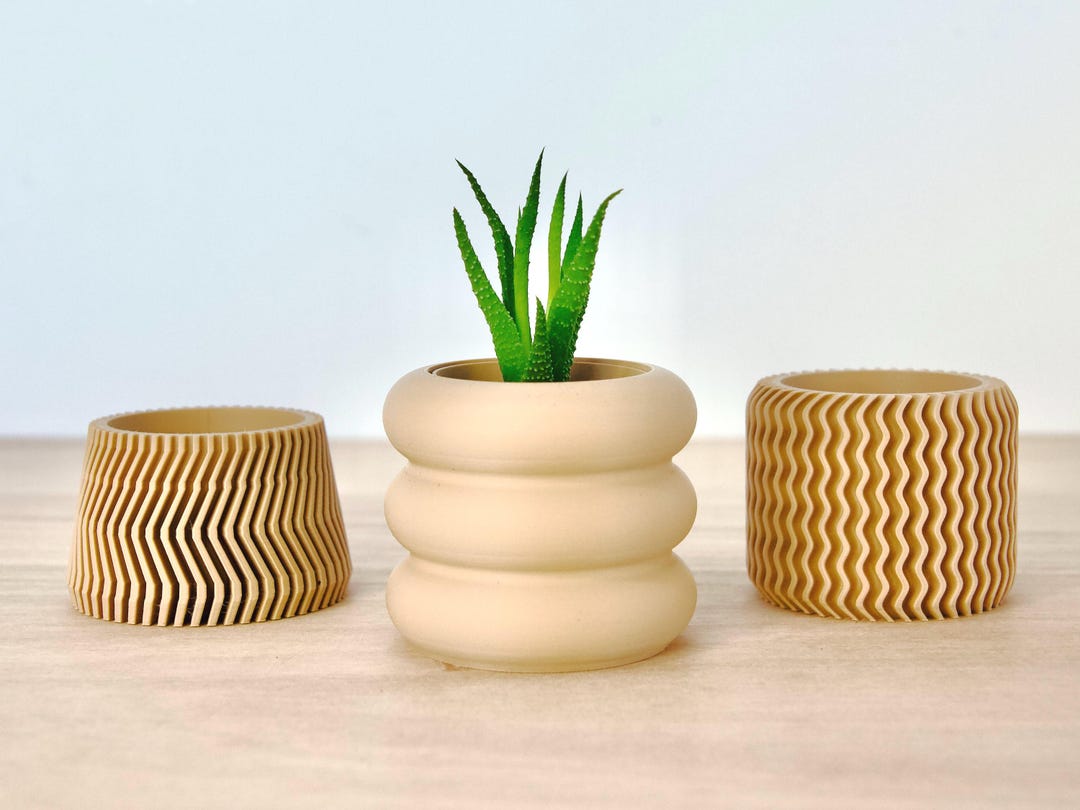 Set of 3 Modern Plant Pots - Aesthetic Lightweight Succulent Planters ...