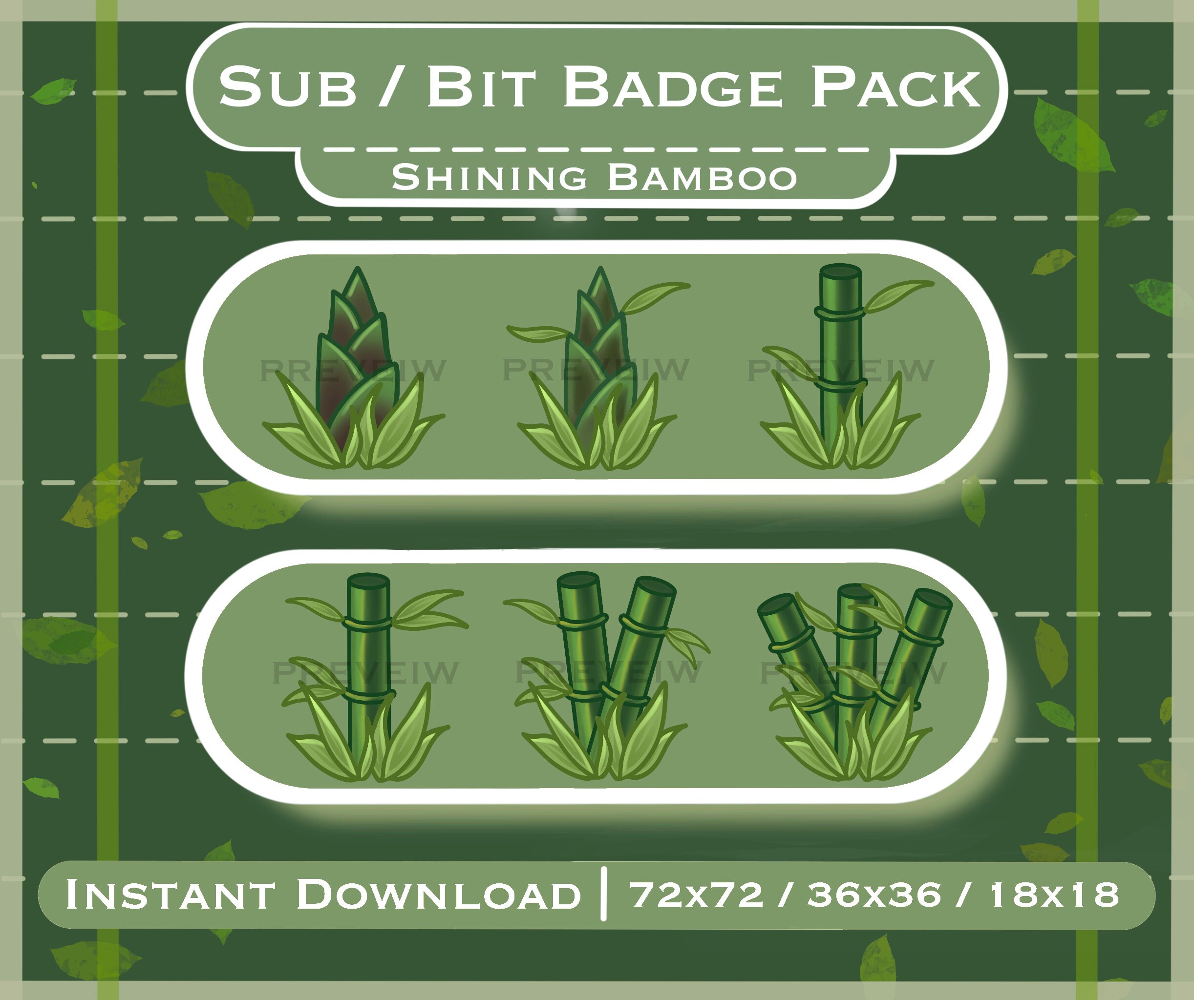 Green Bamboo Plant Grass/ Growing Twitch Sub Bit Badges / Streamer ...