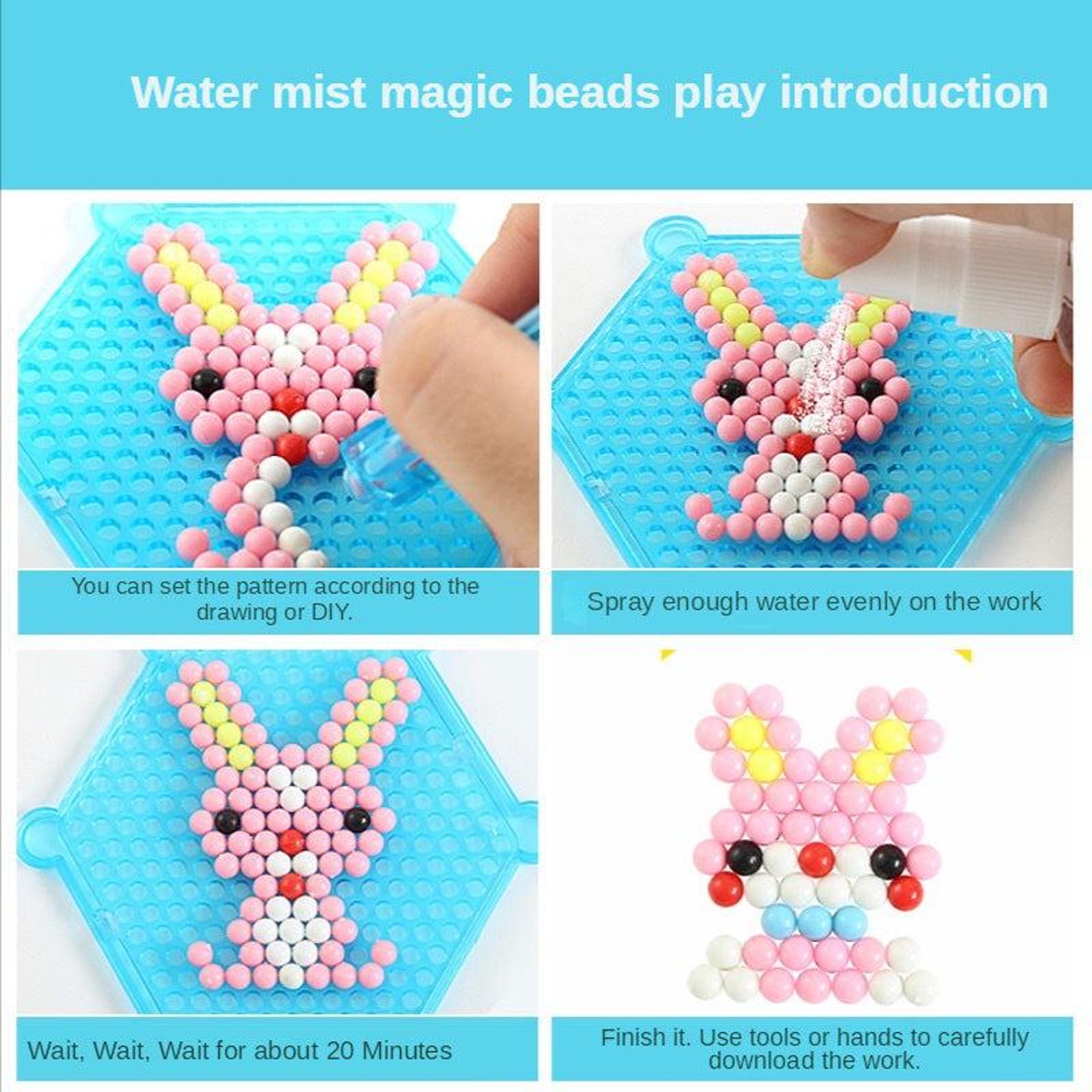 DIY Water Spray Magic Beads Handmade Toy Set Children's Color Crystal ...