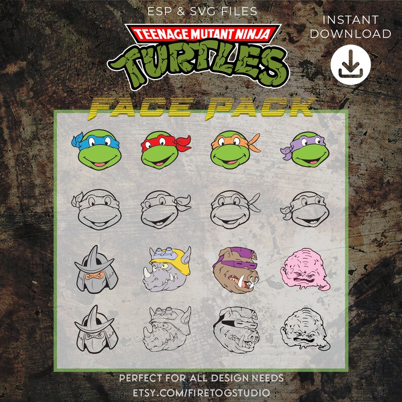 Teenage Mutant Ninja Turtles Vector Face Pack SVG EPS Digital Download ...