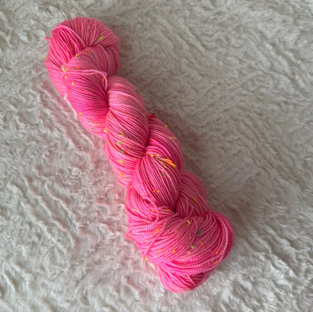 Cloying Pink Neon Donegal Nep and Hand-dyed Superwash Merino Fingering ...