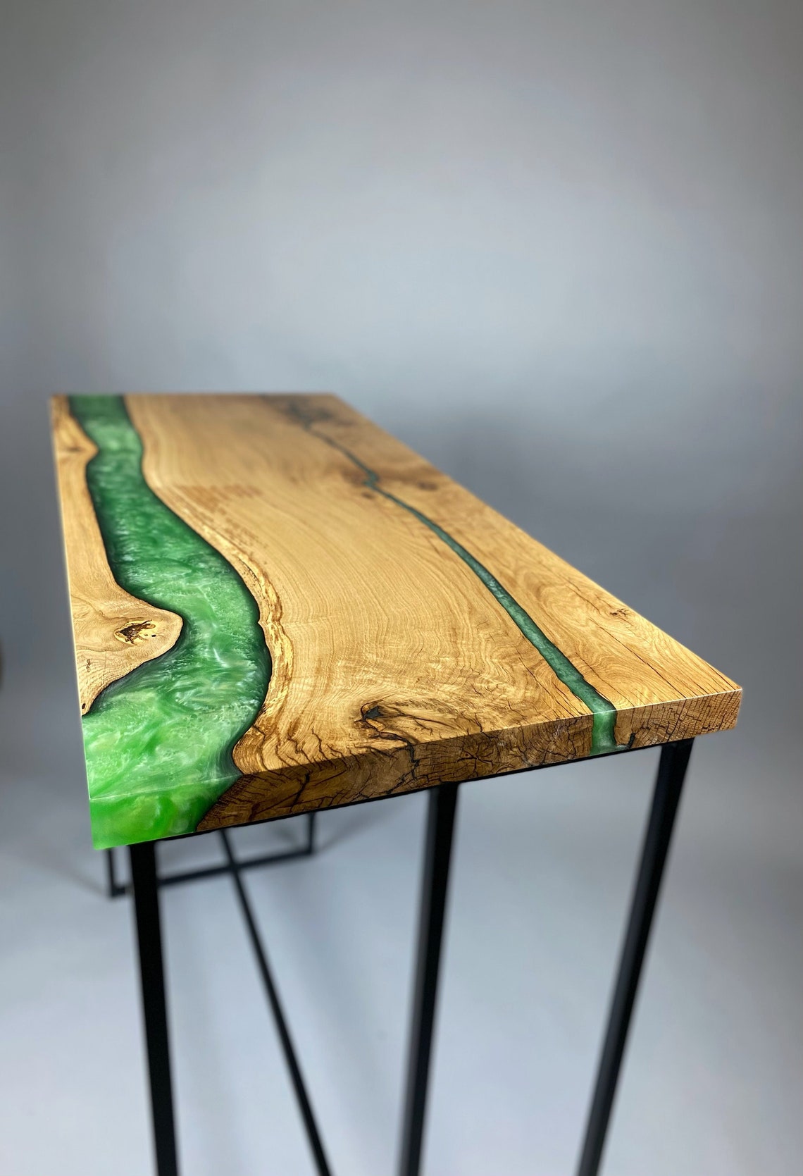 Narrow Console Table - Oak Epoxy Resin Table - Modern Entryway Table ...