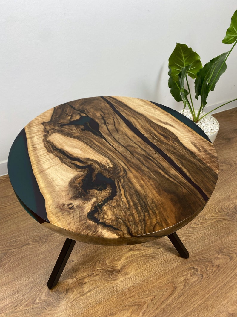 Side Table Walnut Side Table Resin End Table Walnut End Table Epoxy ...