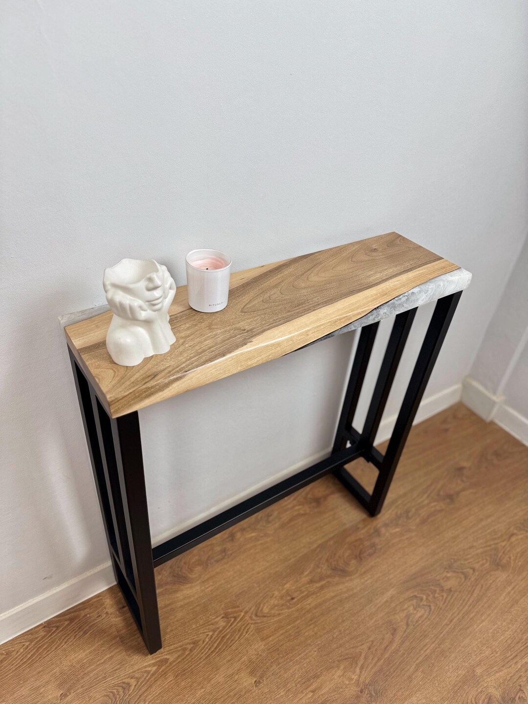 Live Edge Walnut Console Table – Handmade Narrow Entry Table – Epoxy ...