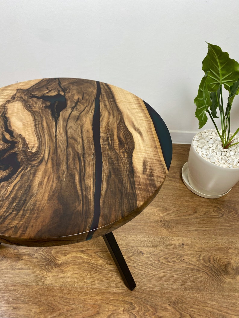 Side Table Walnut Side Table Resin End Table Walnut End Table Epoxy ...