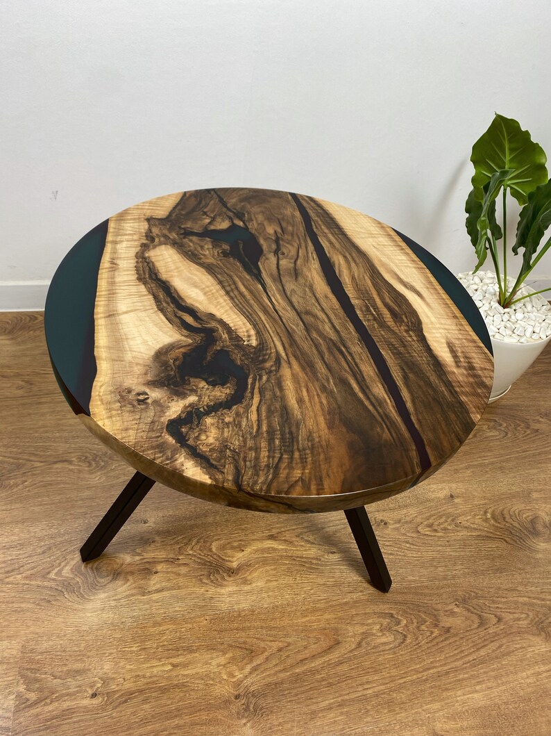Side Table Walnut Side Table Resin End Table Walnut End Table Epoxy ...