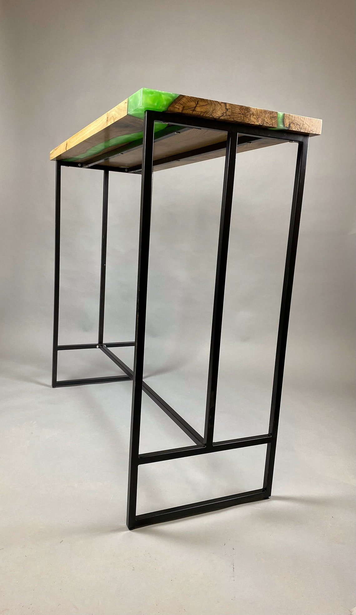 Narrow Console Table - Oak Epoxy Resin Table - Modern Entryway Table - Slim Hallway Table ...