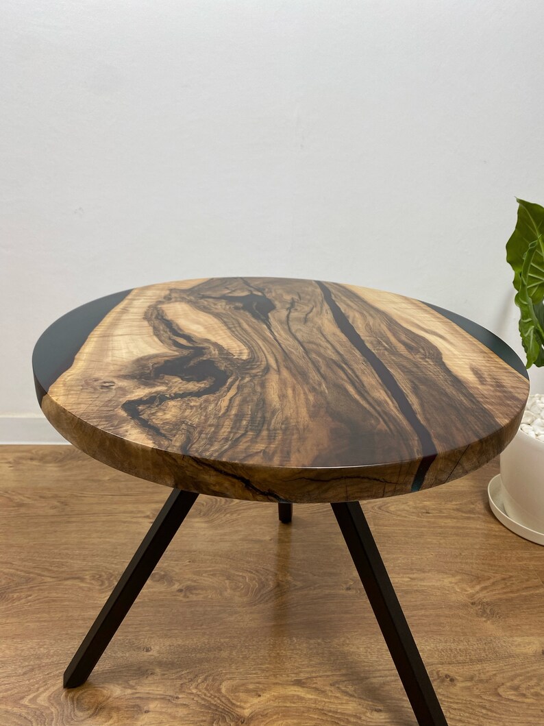 Side Table Walnut Side Table Resin End Table Walnut End Table Epoxy ...