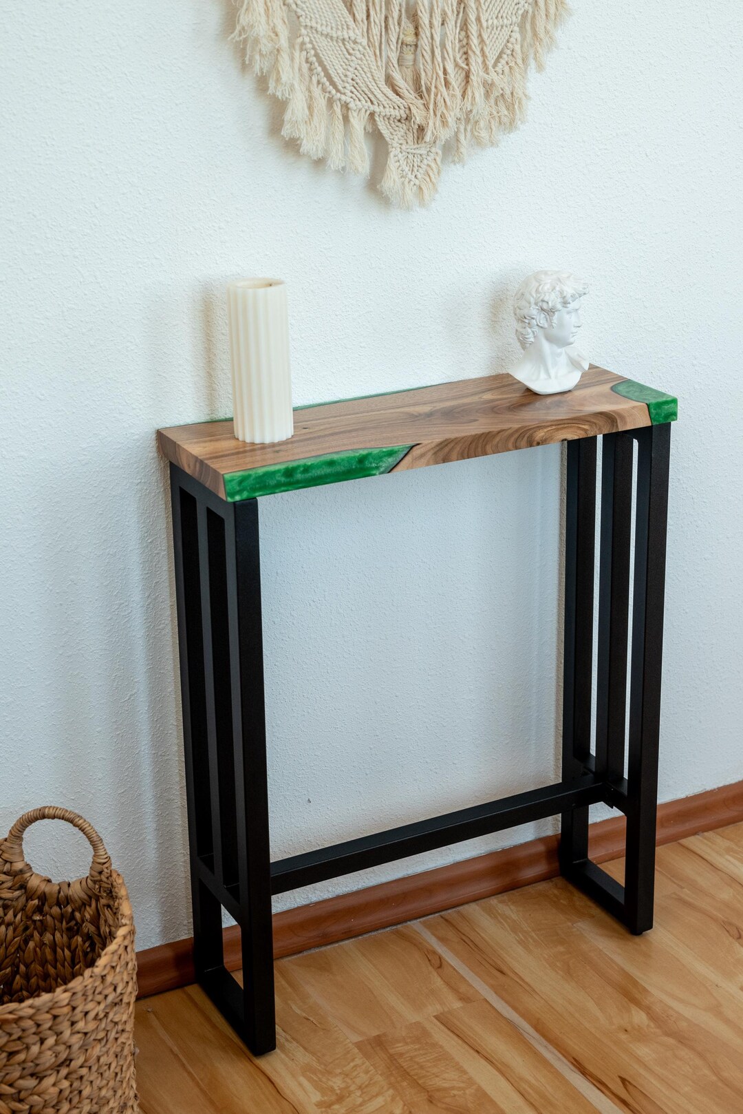 Console Table Narrow, Modern Walnut Hallway Table, Mid Century Entry ...