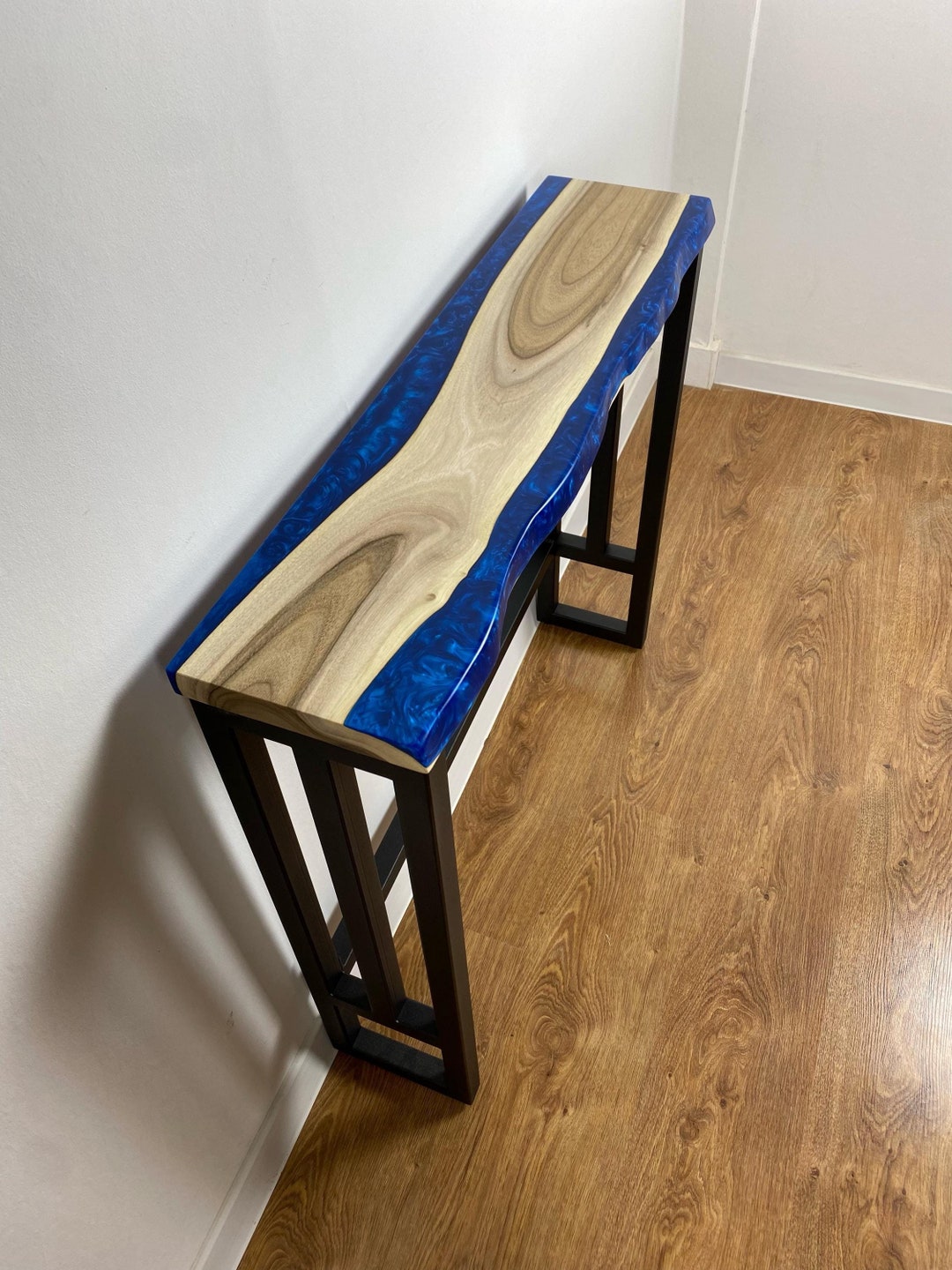 Handmade Walnut Epoxy Bathroom Console Table Narrow Vanity for Small ...