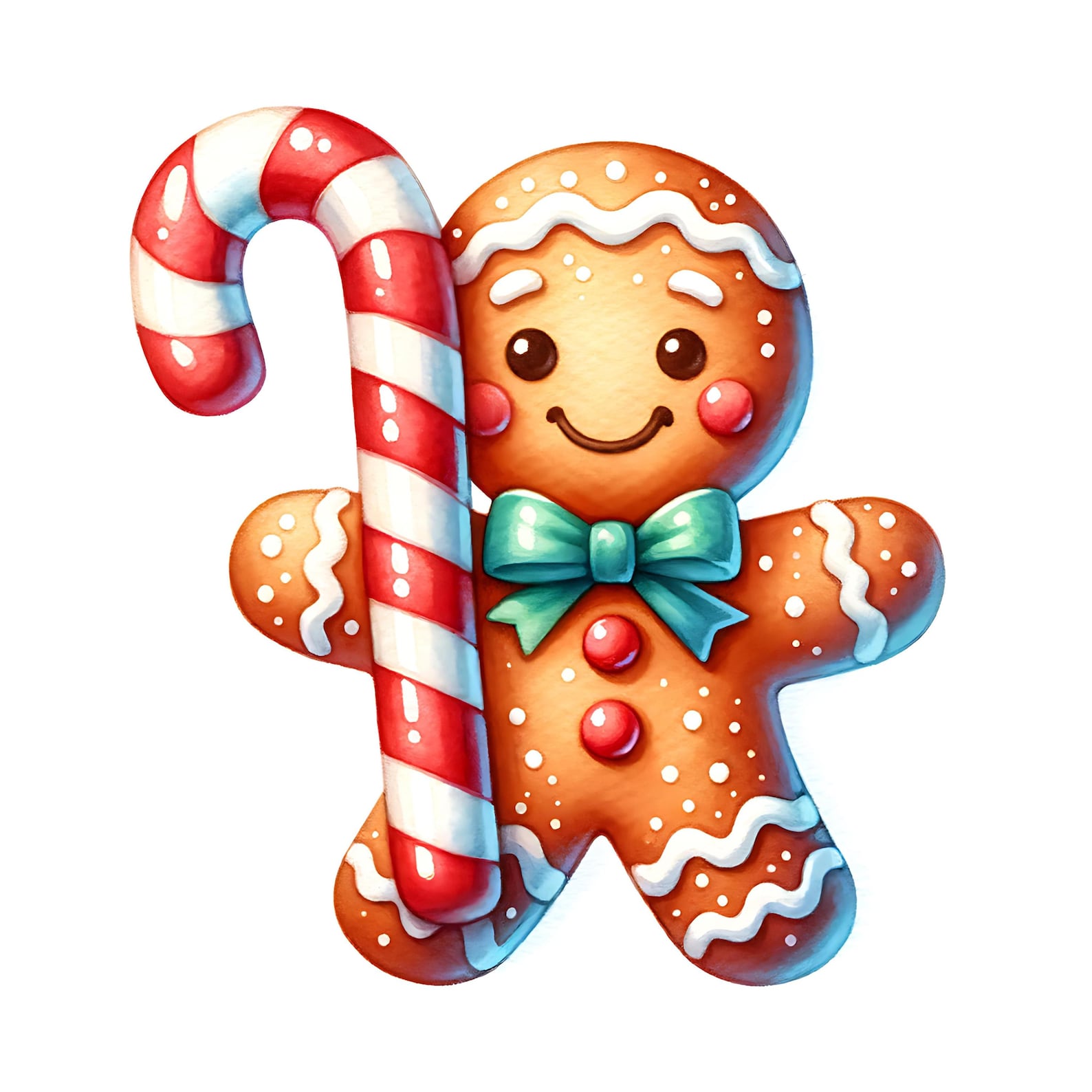 Happy Gingerbread Man Clipart 10 Watercolor JPG Gingerbread Clipart ...