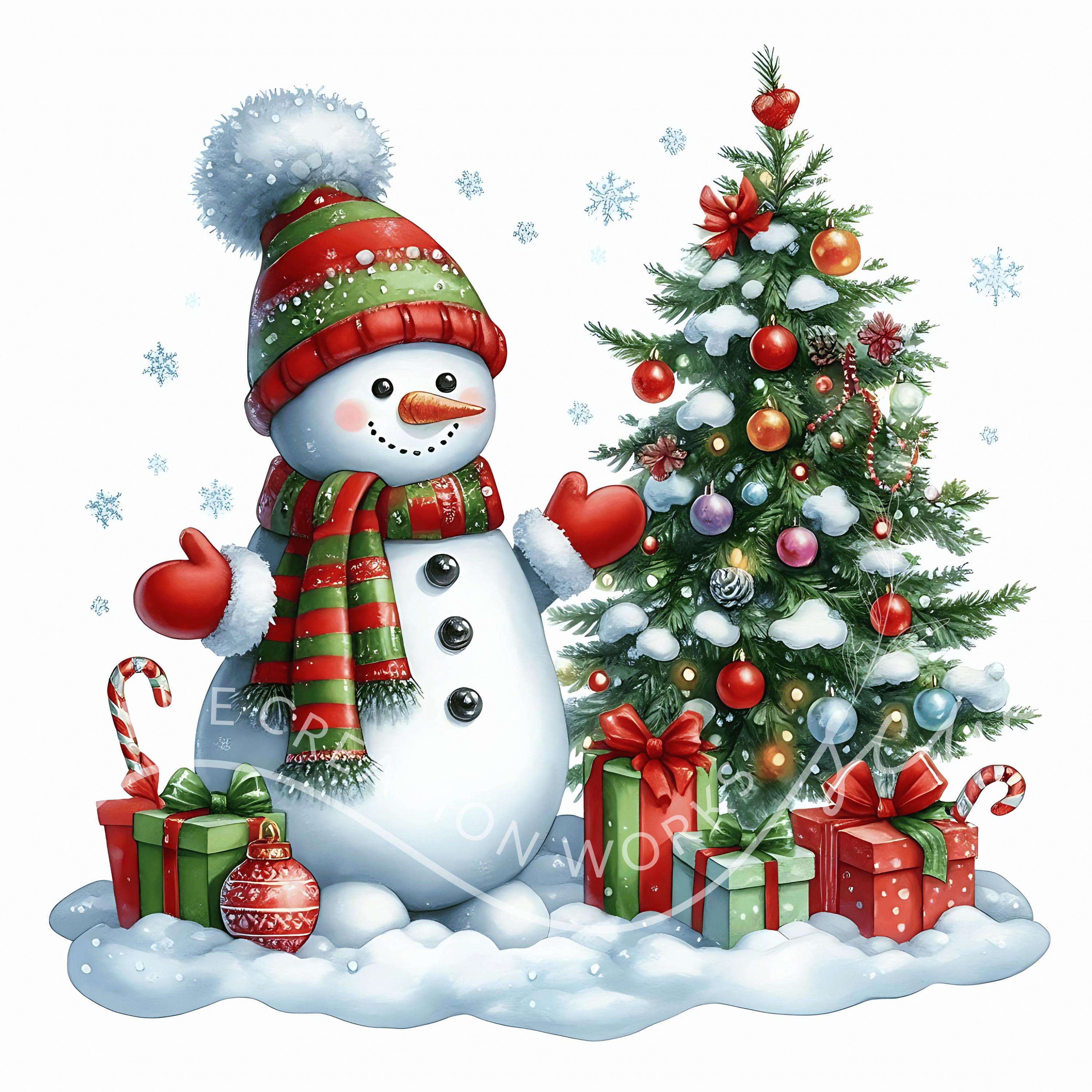 Watercolor Christmas Snowman Clipart 10 Watercolor JPG Festive Clipart ...