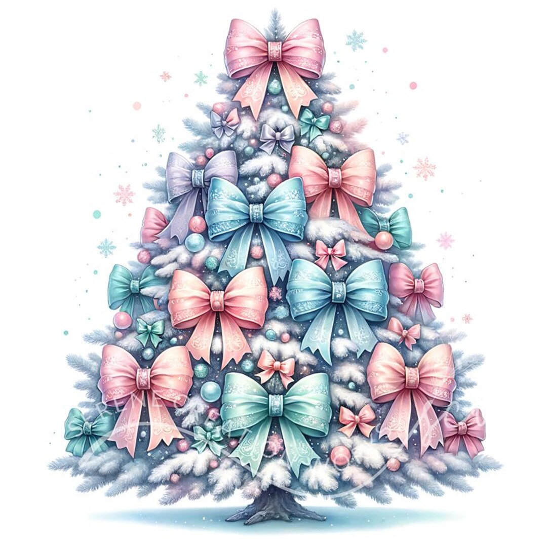 Pastel Christmas Tree Clipart 10 JPG Pastel Christmas Clipart, Coquette ...