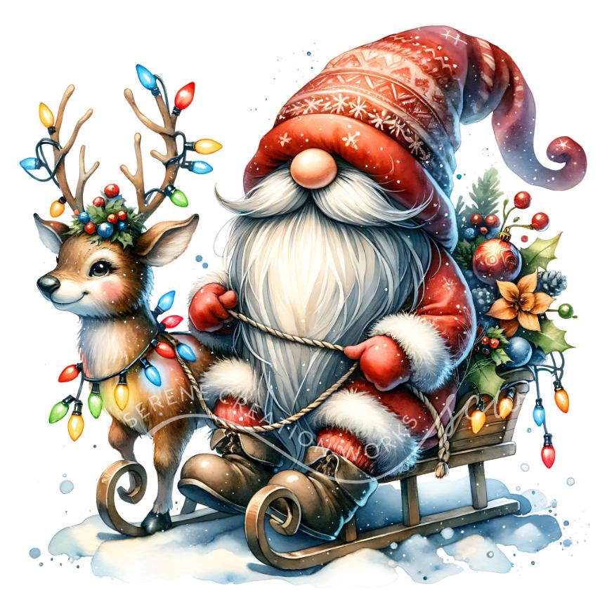 Christmas Gnome Clipart 10 JPG Santas Sleigh Reindeer, Festive Gnome ...