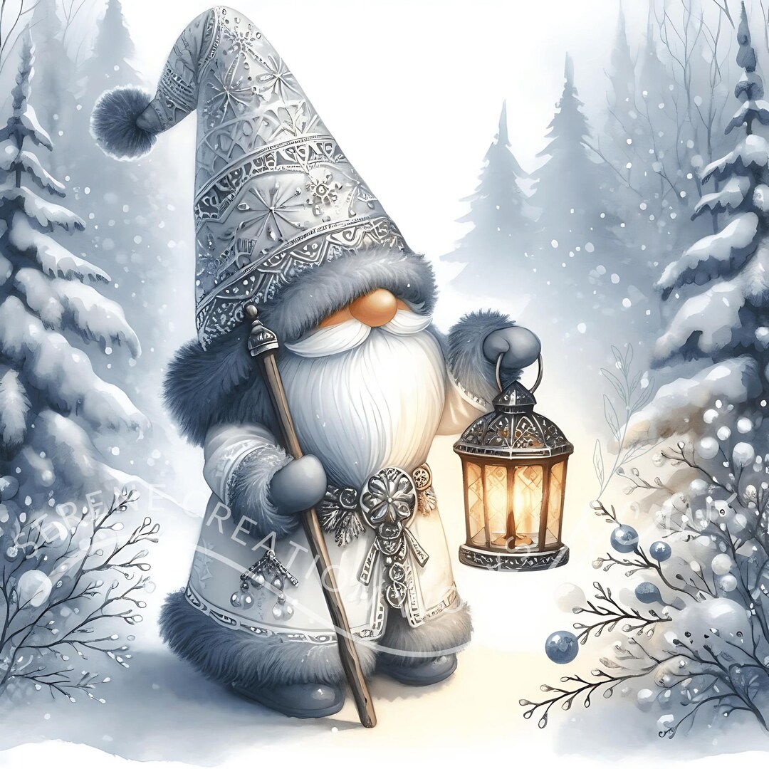 Winter Christmas Gnome Clipart 10 Watercolor Jpgs Christmas Graphics ...