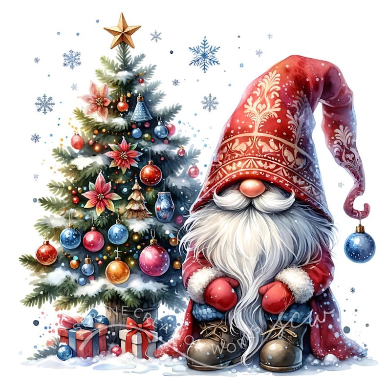 Christmas Gnome Clipart 10 JPG Christmas Tree, Festive Gnome Graphics ...