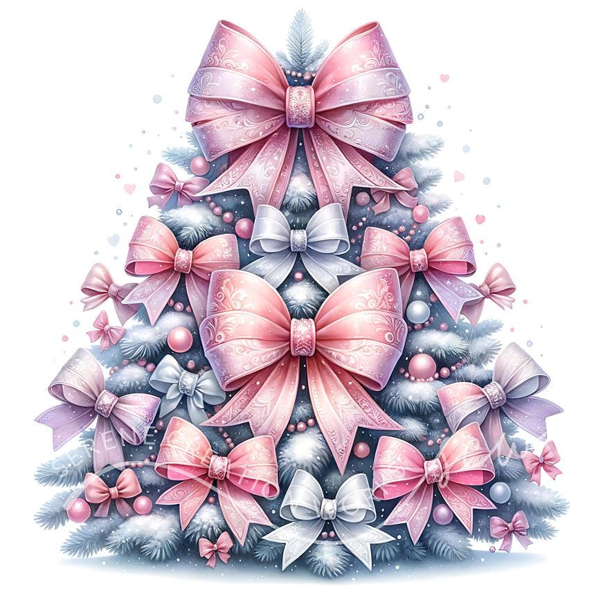 Pastel Christmas Tree Clipart 10 JPG Pastel Christmas Clipart, Coquette ...