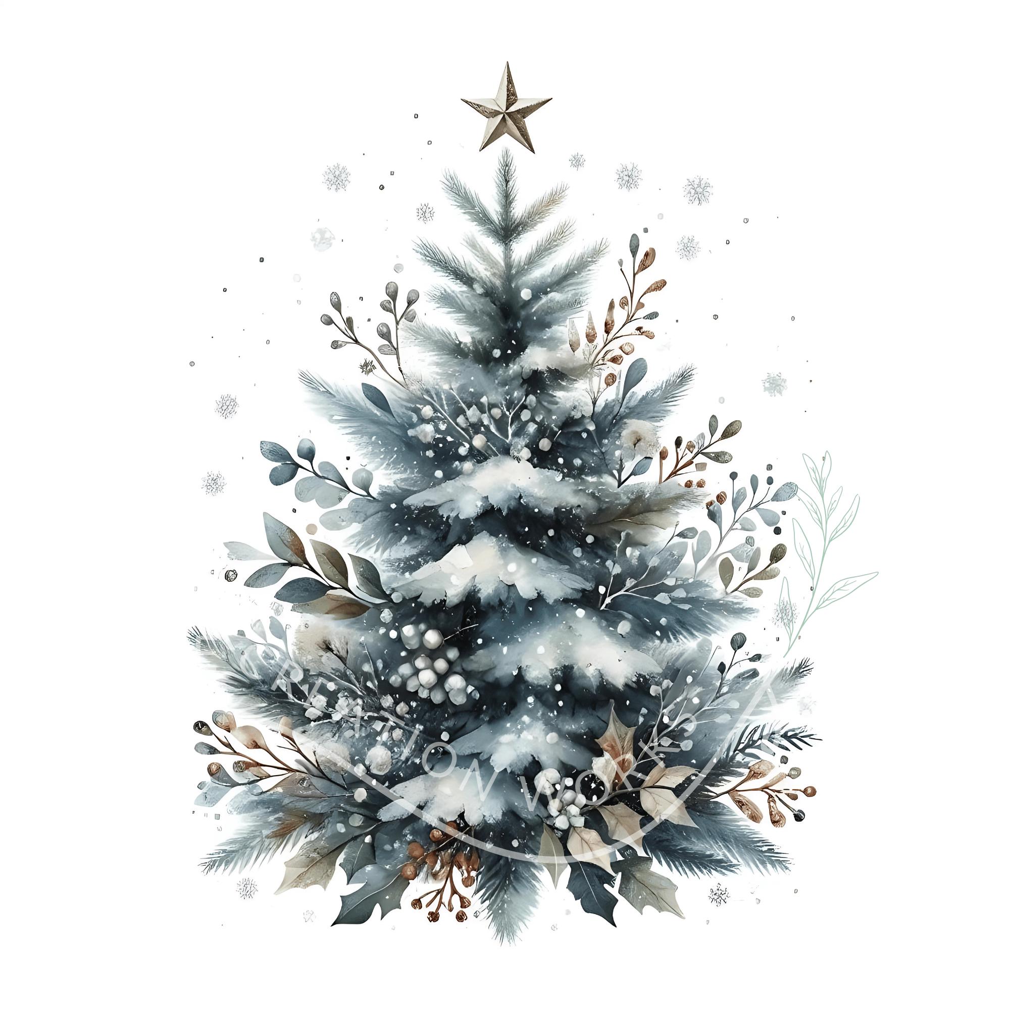 Watercolor Christmas Tree Clipart 10 Watercolor Jpgs Christmas Graphics ...