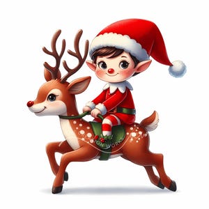 Watercolor Cheeky Christmas Elves Clipart 10 Watercolor JPG Santa ...
