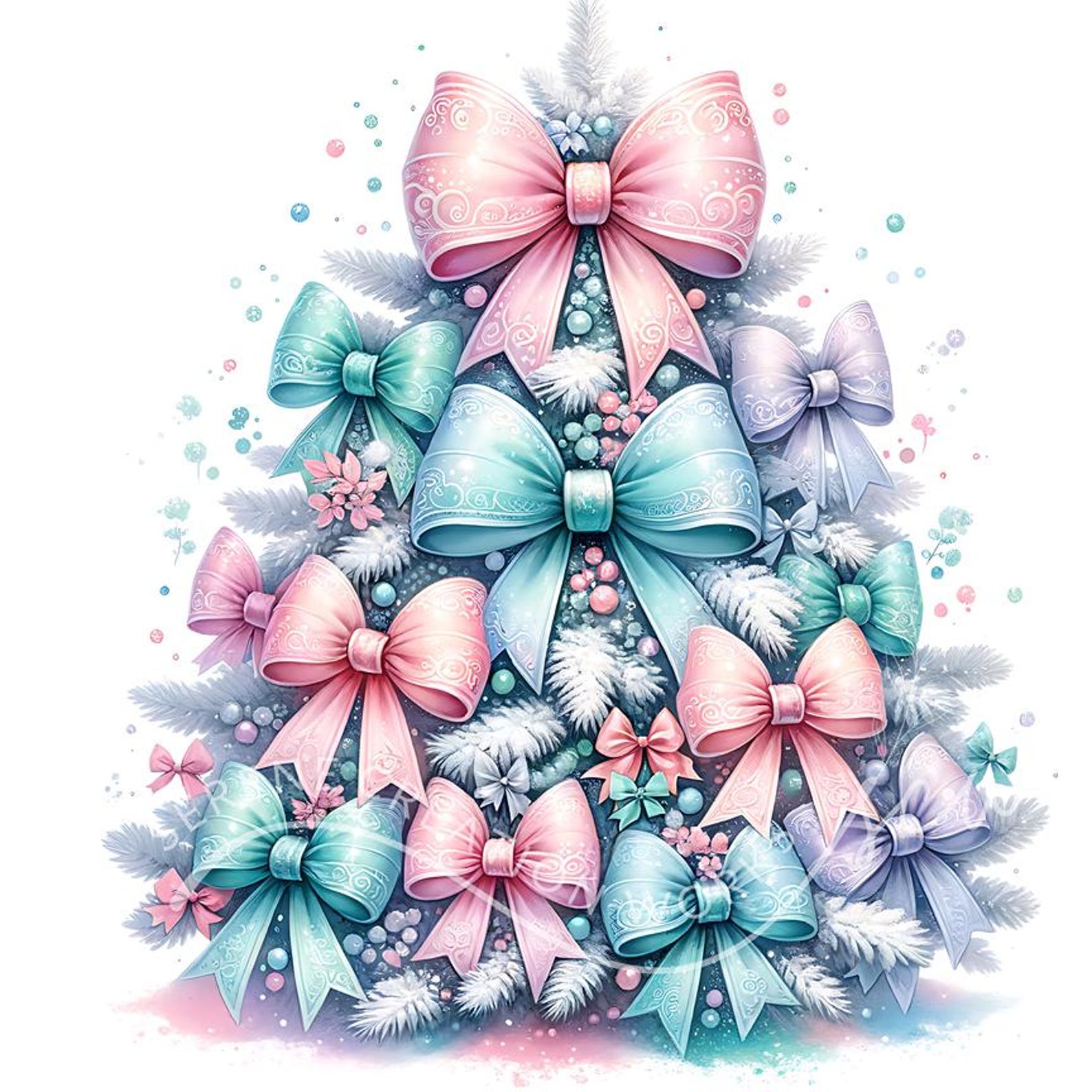 Pastel Christmas Tree Clipart 10 JPG Pastel Christmas Clipart, Coquette ...