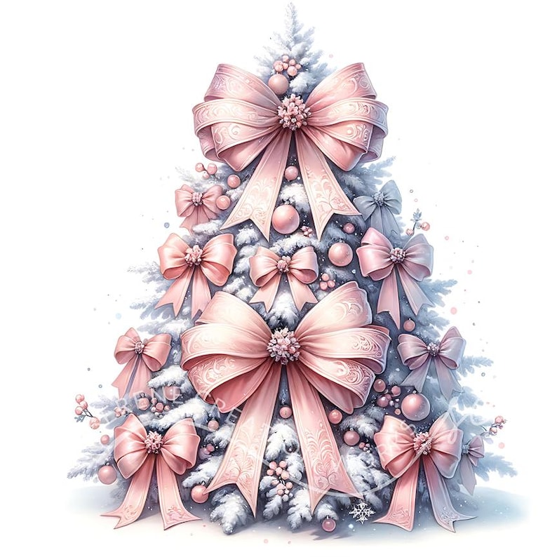 Pastel Christmas Tree Clipart 10 JPG Pastel Christmas Clipart, Coquette ...