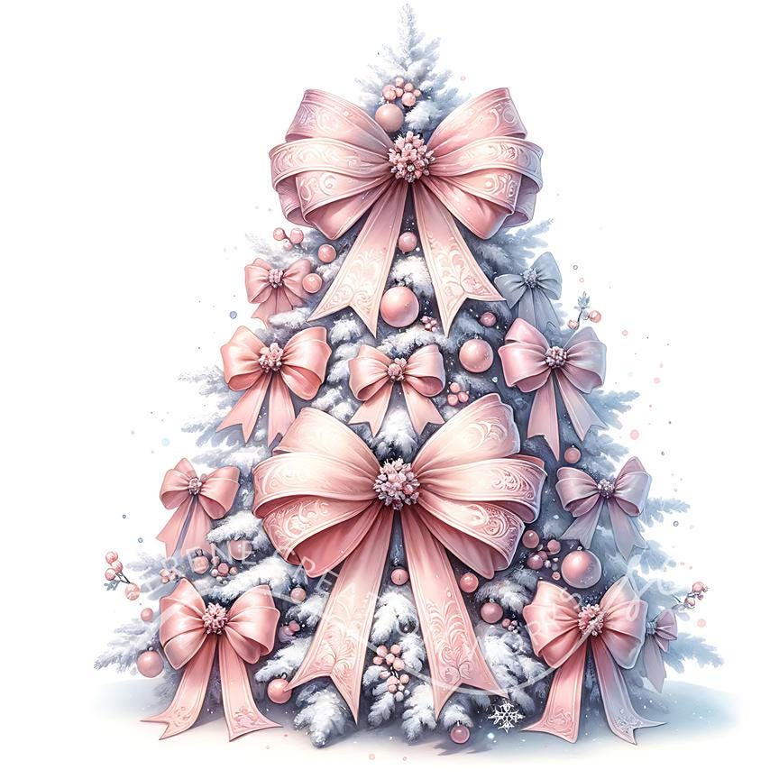 Pastel Christmas Tree Clipart 10 JPG Pastel Christmas Clipart, Coquette ...