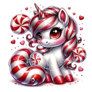 Peppermint Dream Unicorn Clipart 10 JPG Peppermint Candy, Junk Journal ...