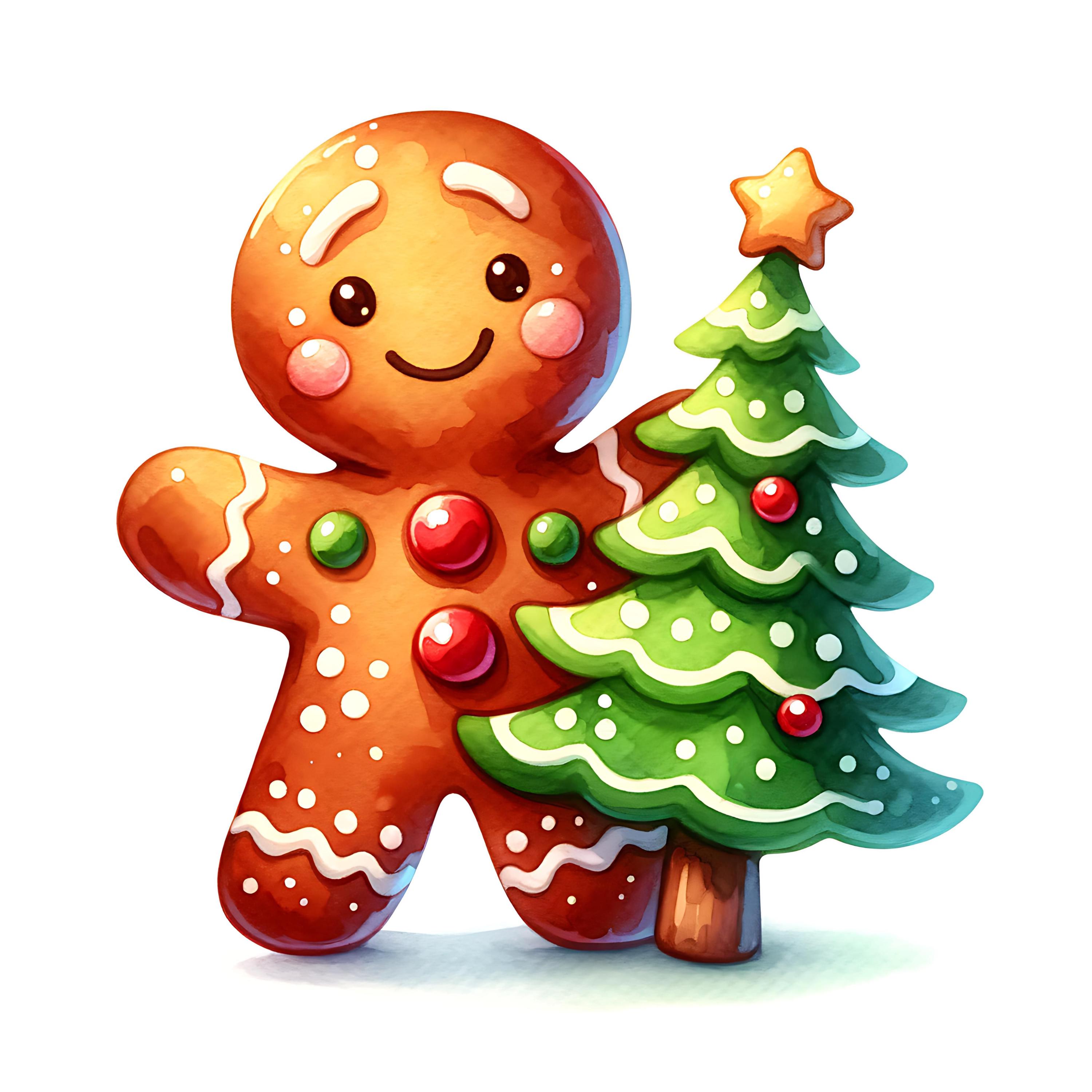 Happy Gingerbread Man Clipart 10 Watercolor JPG Gingerbread Clipart ...