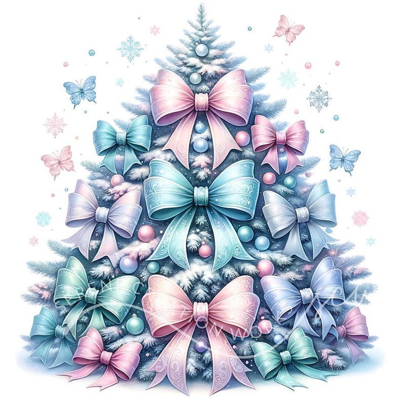 Pastel Christmas Tree Clipart 10 JPG Pastel Christmas Clipart, Coquette ...