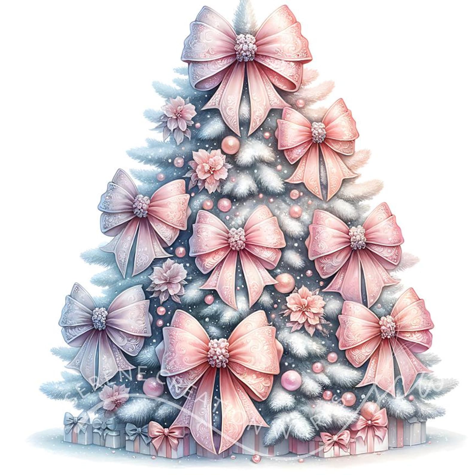 Pastel Christmas Tree Clipart 10 JPG Pastel Christmas Clipart, Coquette ...