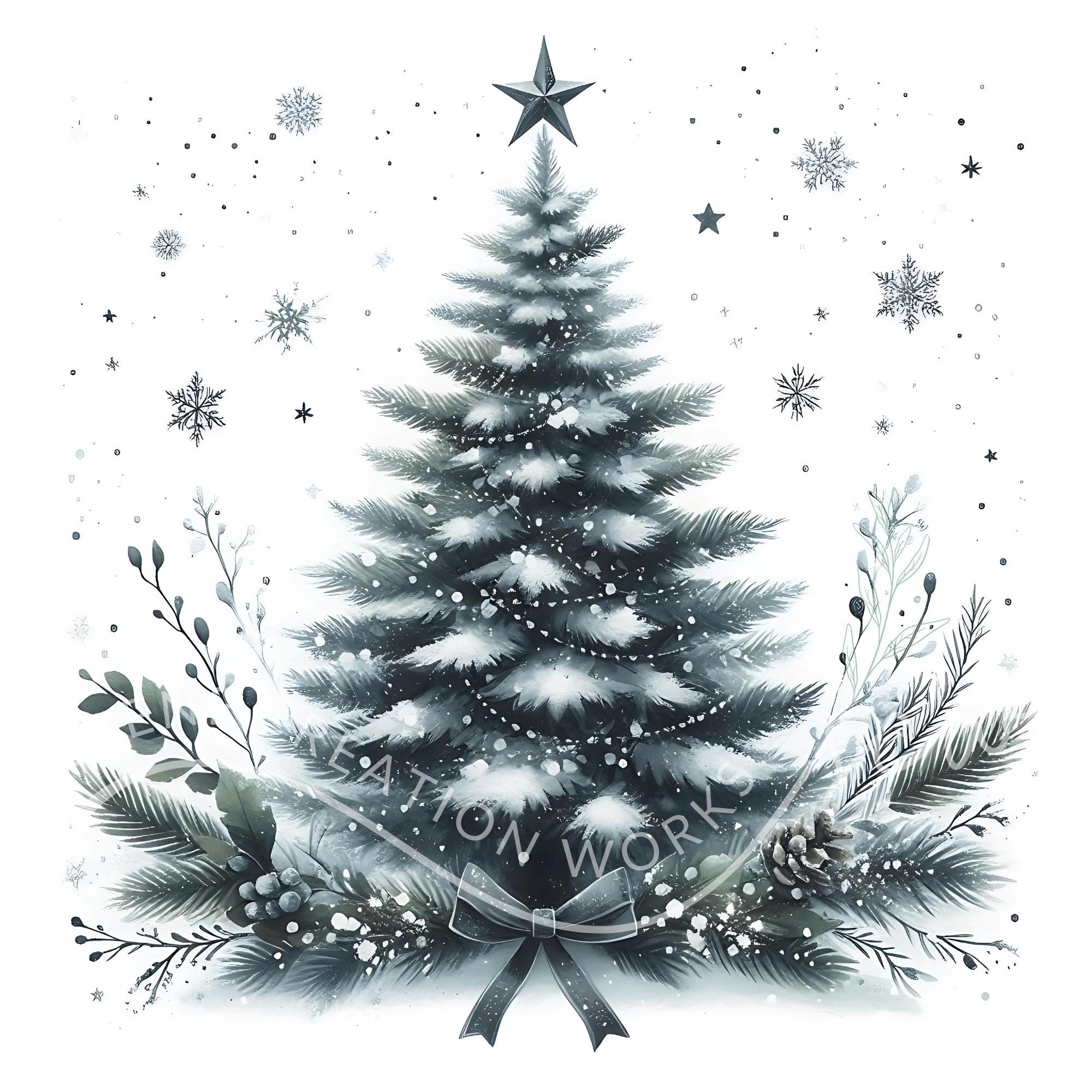 Watercolor Christmas Tree Clipart 10 Watercolor Jpgs Christmas Graphics ...