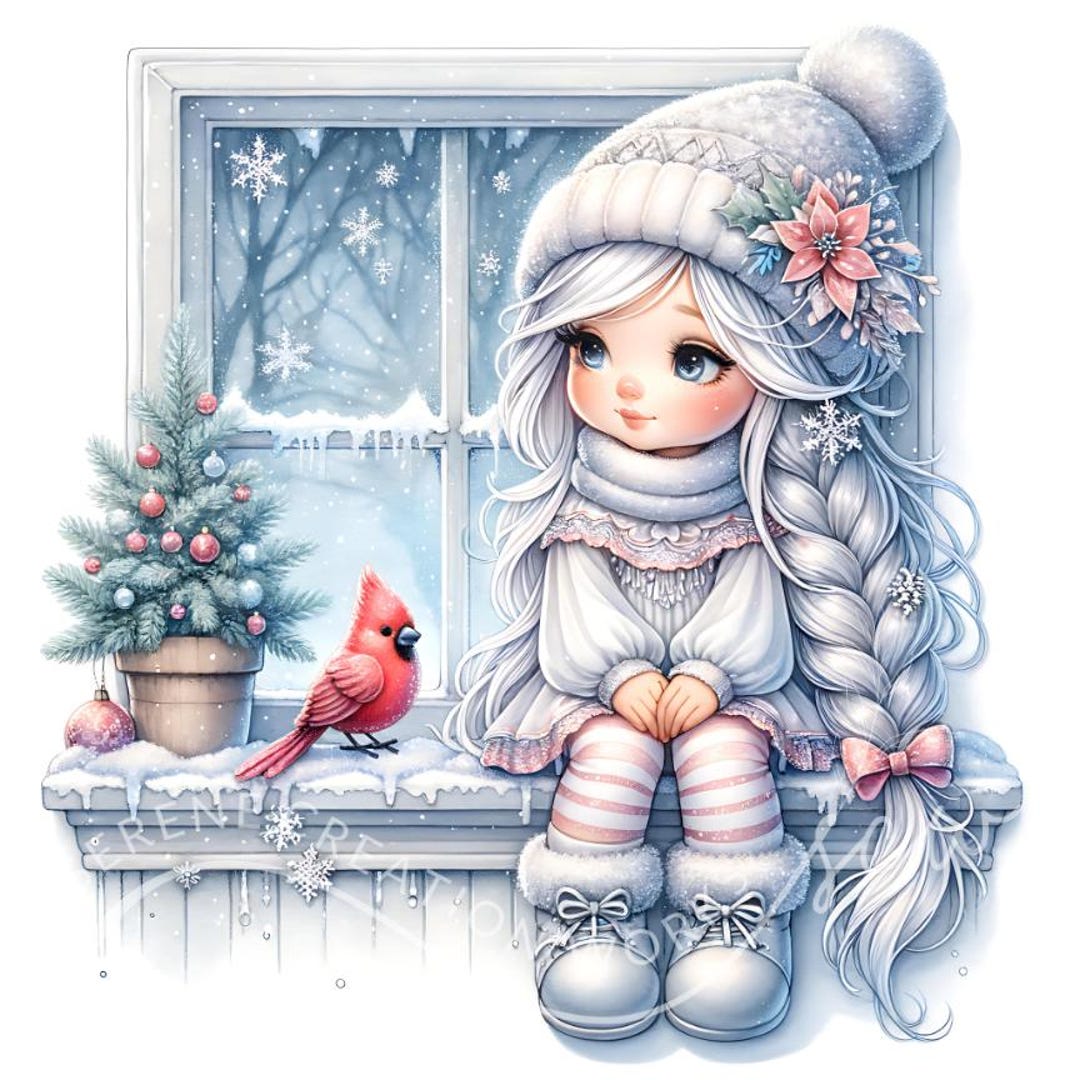 Christmas Frosty Window Watcher Gnomes Clipart 10 Watercolor Jpgs ...