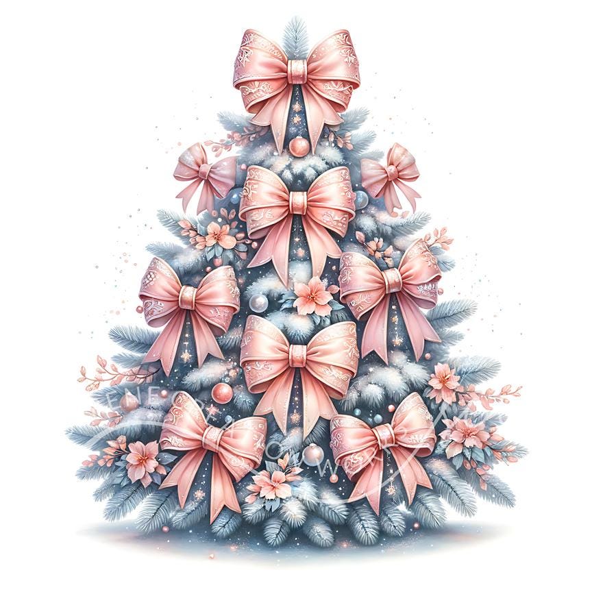Pastel Christmas Tree Clipart 10 JPG Pastel Christmas Clipart, Coquette ...