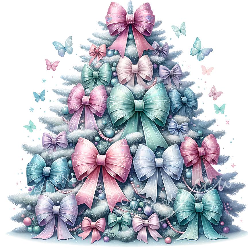 Pastel Christmas Tree Clipart 10 JPG Pastel Christmas Clipart, Coquette ...