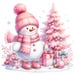 Watercolor Pink Christmas Snowman Clipart 10 Watercolor JPG Girly ...