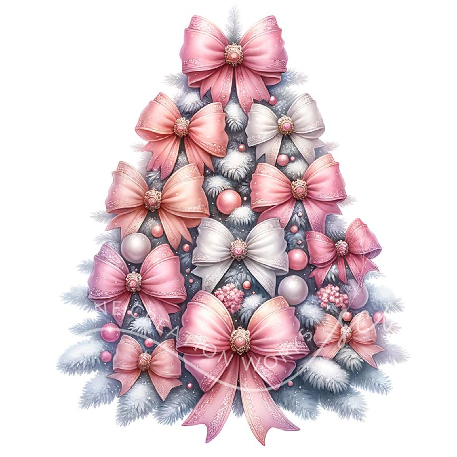 Pastel Christmas Tree Clipart 10 JPG Pastel Christmas Clipart, Coquette ...